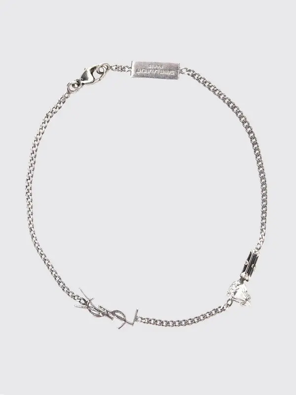 Saint Laurent Monogram Rhinestone-embellished Brass Bracelet - Multicolor