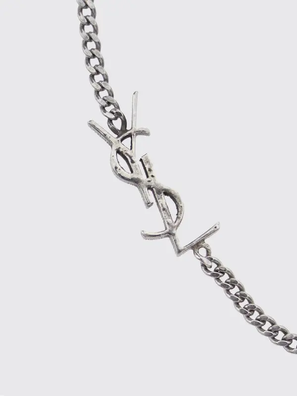 Saint Laurent Monogram Rhinestone-embellished Brass Bracelet