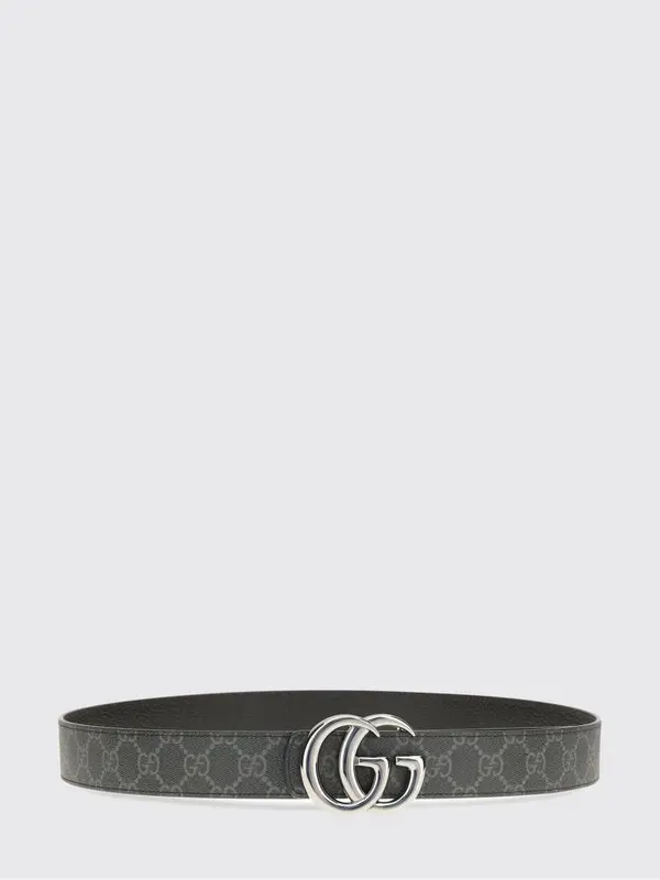 Gucci Gg Marmont Reversible Belt In Leather And Gg Monogram Canvas
