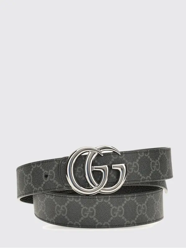 Gucci Gg Marmont Reversible Belt In Leather And Gg Monogram Canvas