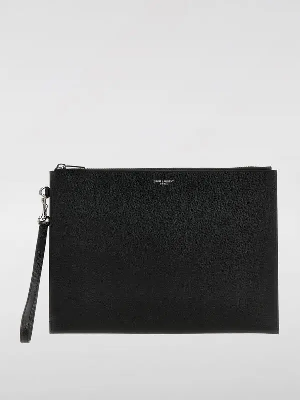 Saint Laurent Grain De Poudre Leather Clutch - Black