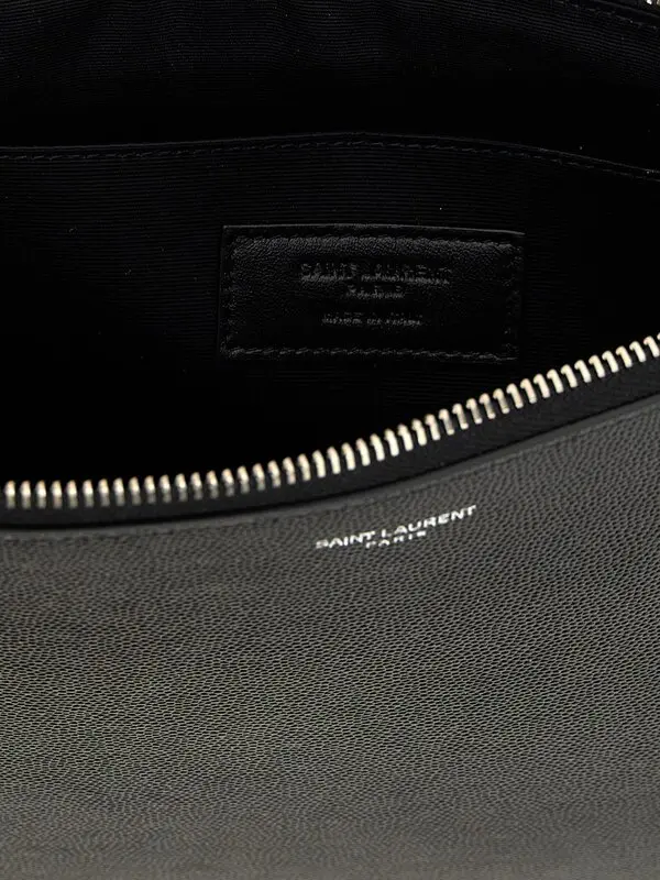 Saint Laurent Grain De Poudre Leather Clutch