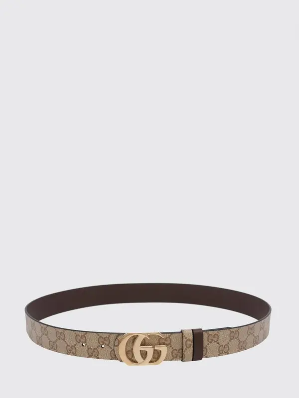 Gucci Gg Marmont Reversible Belt In Leather And Gg Supreme Fabric