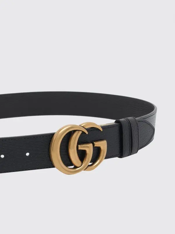 Gucci Gg Marmont Calfskin Leather Belt With Monogram Buckle