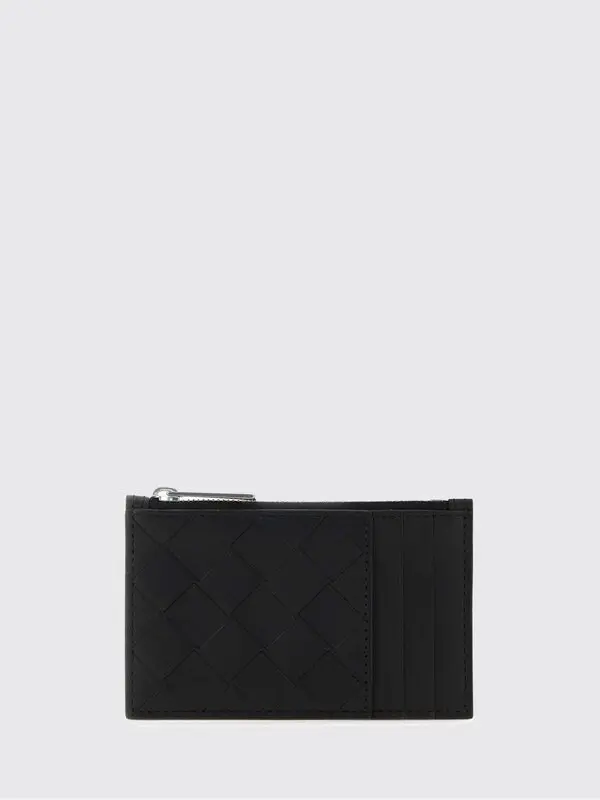 Bottega Veneta Intrecciato Leather Card Holder With Zipped Coin Purse - Black