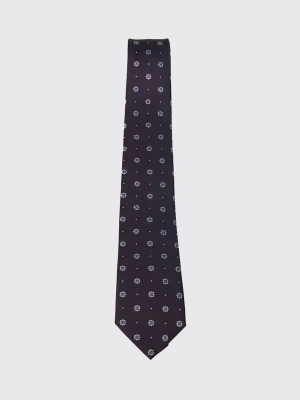 Saint Laurent Pure Silk Tie With Contrasting Floral Embroidery - Red
