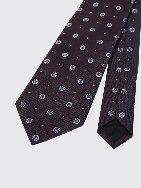 Saint Laurent Pure Silk Tie With Contrasting Floral Embroidery - Red