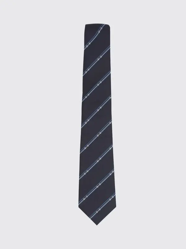 Gucci Regimental Striped Silk Tie With Horsebit Detail - Blue