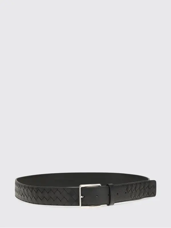 Bottega Veneta Intrecciato Woven Lambskin Leather Belt - Black