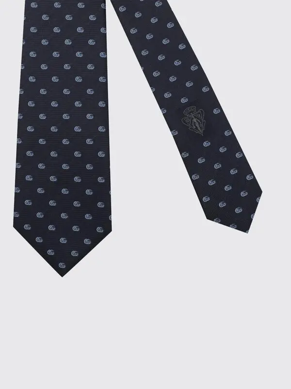 Gucci Pure Silk Gg Monogram Neck Tie - Blue