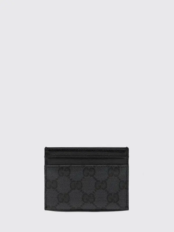 Gucci Gg Supreme Canvas Card Holder With Monogram And Leather Details