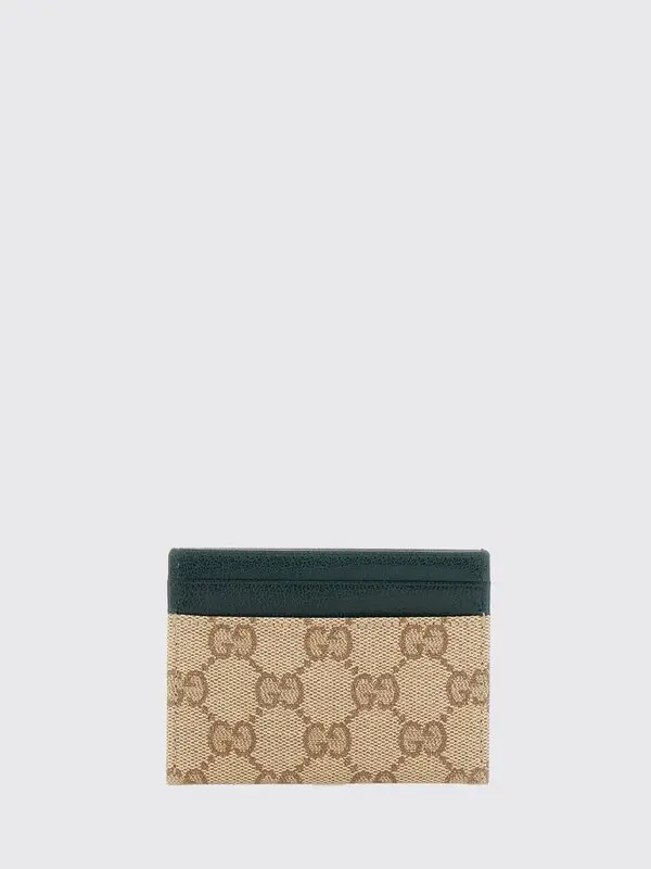Gucci Gg Supreme Canvas Card Holder With Monogram And Leather Details - Cream