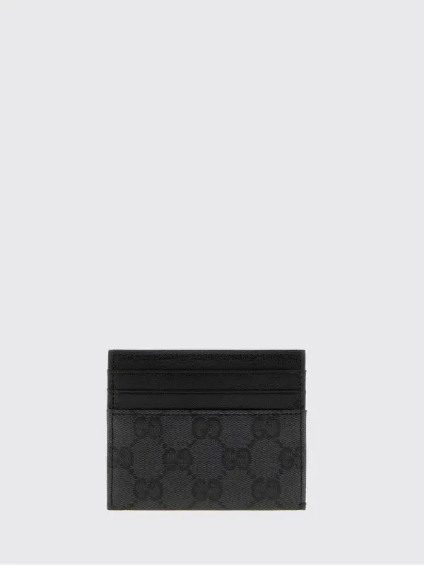 Gucci Gg Supreme Monogram Flat Card Holder With Leather Trim