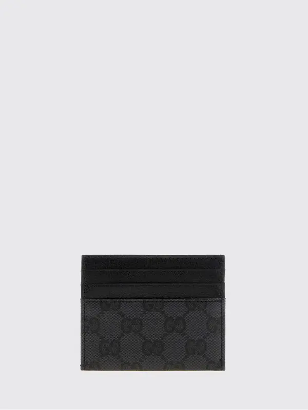 Gucci Gg Supreme Monogram Flat Card Holder With Leather Trim