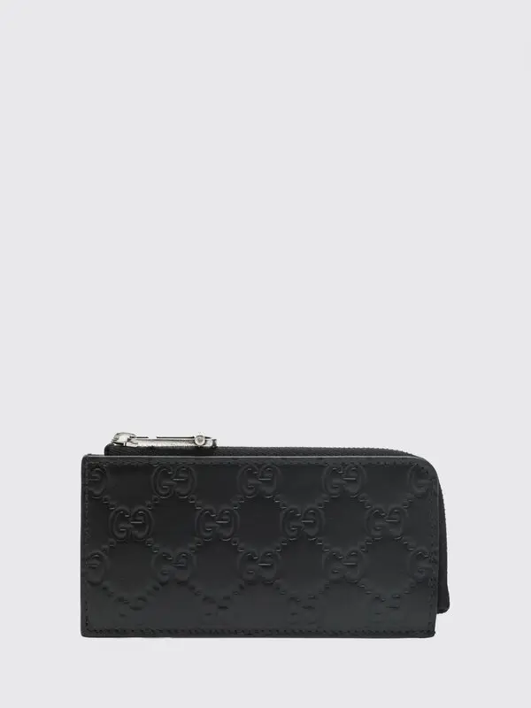 Gucci Gg Emblem Embossed Leather Card Holder
