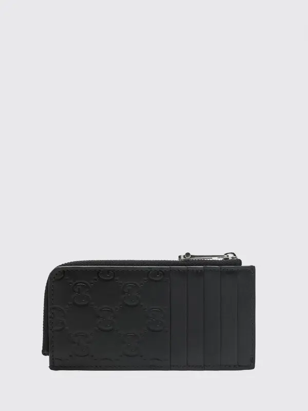 Gucci Gg Emblem Embossed Leather Card Holder