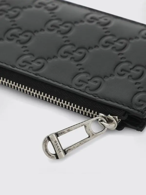 Gucci Gg Emblem Embossed Leather Card Holder