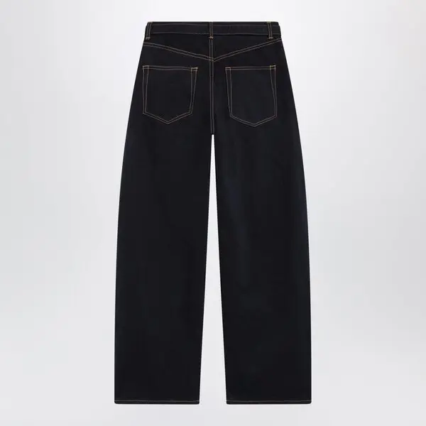 Sacai High-waisted Navy Cotton Barrel Jeans