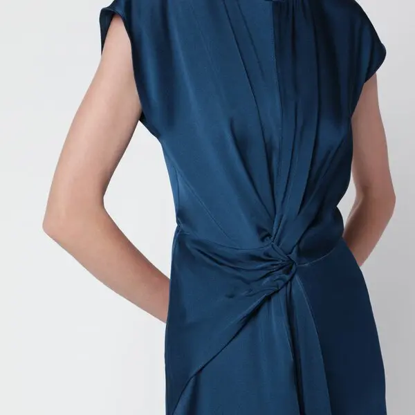 Victoria Beckham Aria Midi Dress In Satin Crepe - Blue
