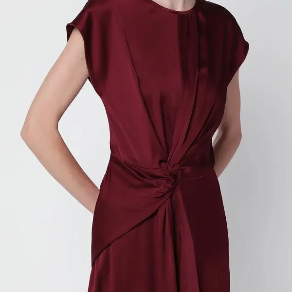 Victoria Beckham Aria Midi Dress In Burgundy Satin Crepe - Red