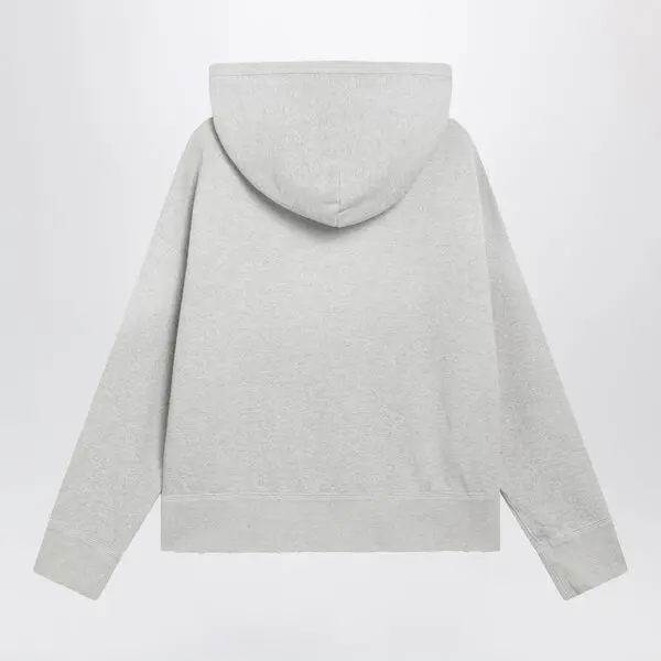 Prada Marble Cotton Hoodie With Jewel Brooch - Cream