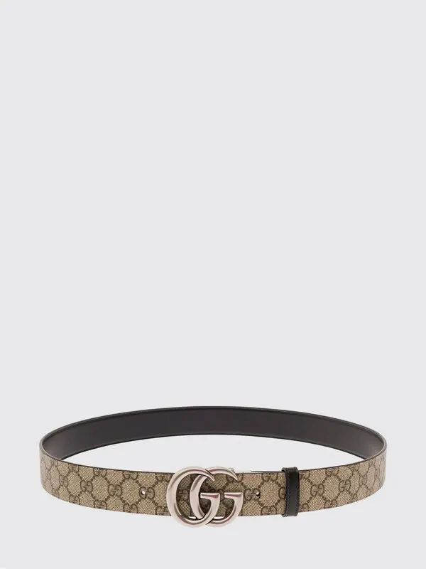Gucci Coated Cotton Belt With Gg Monogram Buckle