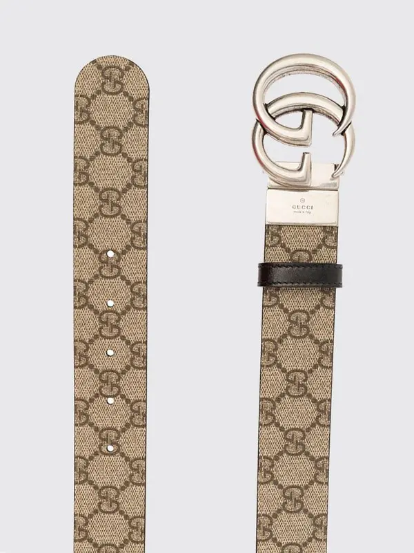 Gucci Coated Cotton Belt With Gg Monogram Buckle