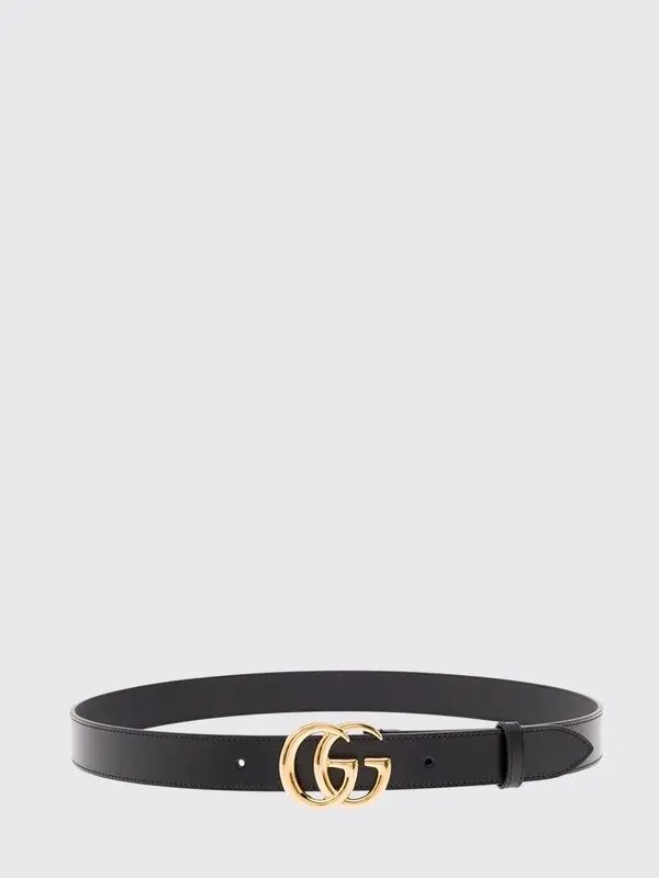 Gucci Leather Belt With Gg Monogram Buckle