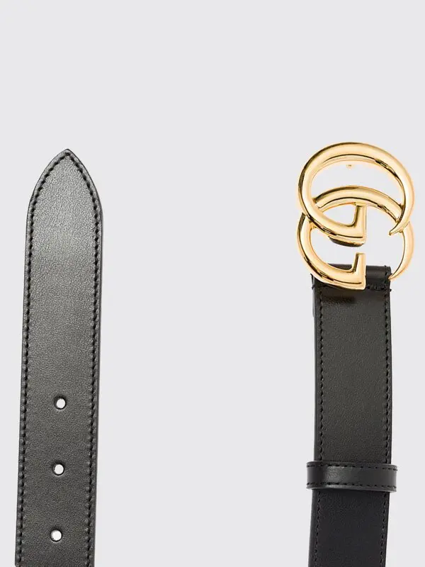 Gucci Leather Belt With Gg Monogram Buckle