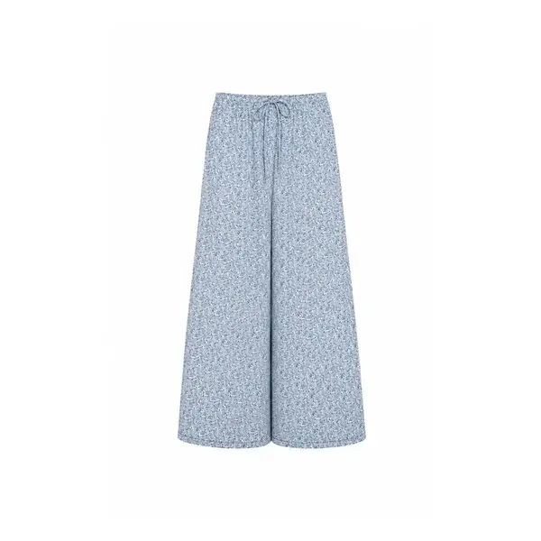 MONTCE Petite Fleur Drawstring Wide-leg Pant - Blue