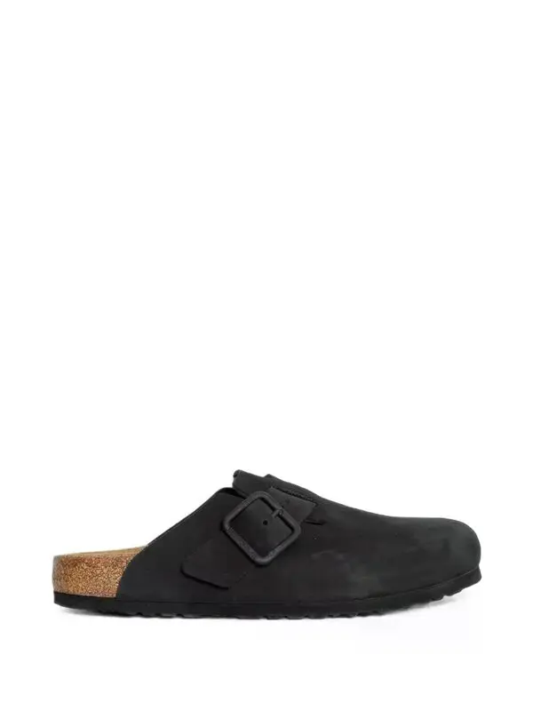 BIRKENSTOCK Boston Nubuck Leather Mules - Black
