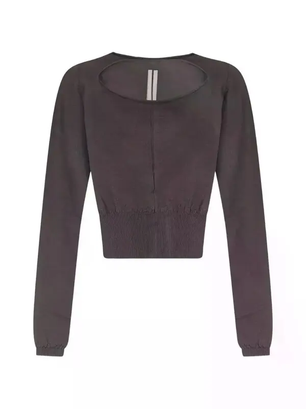 Rick Owens Cropped Ribbed-trim Sweater - Grey