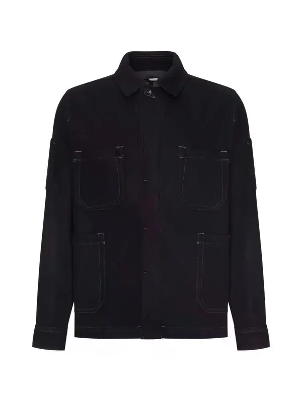 C.P. COMPANY Felted Wool Lens Field Overshirt - Black