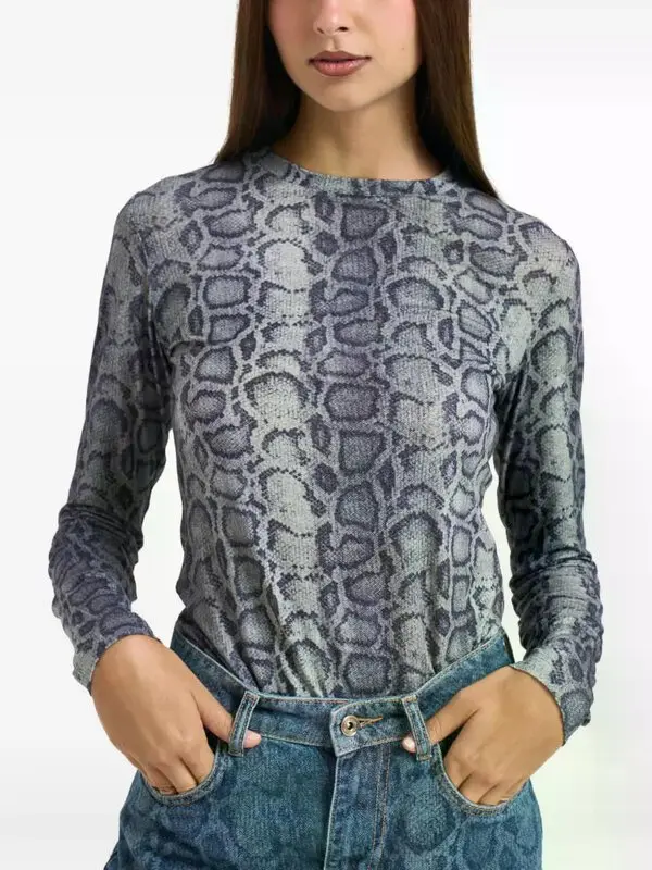 Liu Jo Snakeskin-print Long-sleeve T-shirt