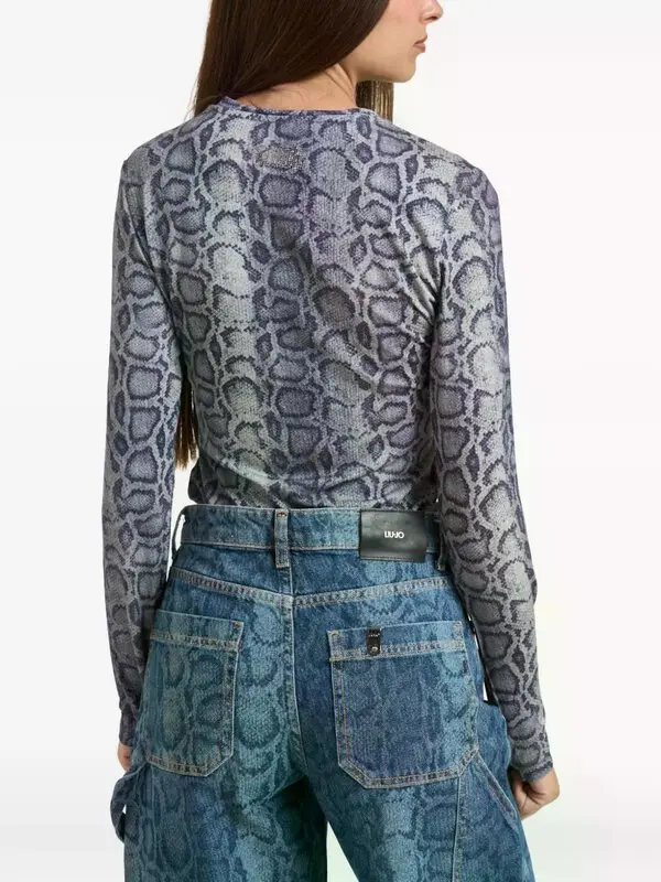Liu Jo Snakeskin-print Long-sleeve T-shirt