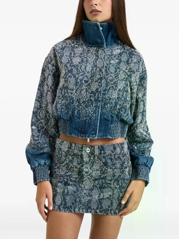 Liu Jo Rhinestone-embellished Snakeskin-print Jacket - Blue