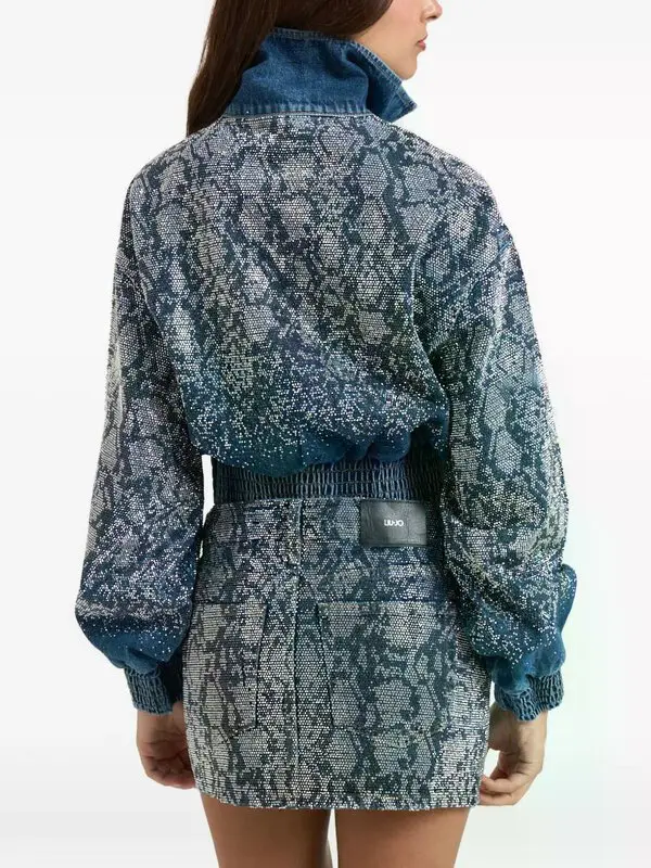 Liu Jo Rhinestone-embellished Snakeskin-print Jacket
