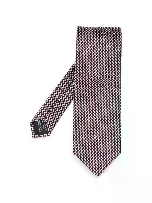 TOM FORD Chevron-pattern Silk Tie - Black