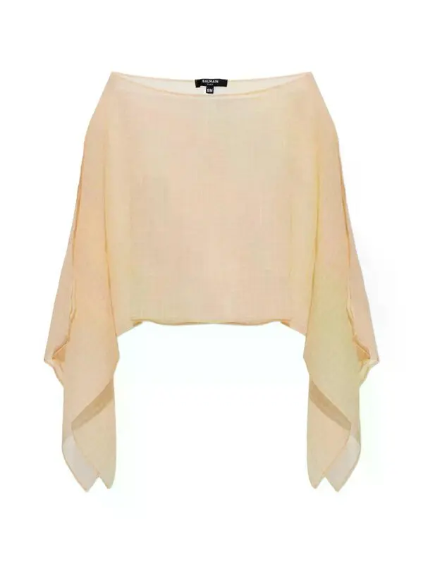 Balmain Monogram-pattern Cropped Poncho - Neutrals