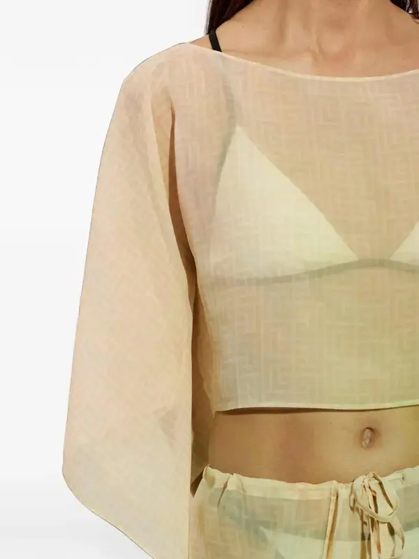 Balmain Monogram-pattern Cropped Poncho
