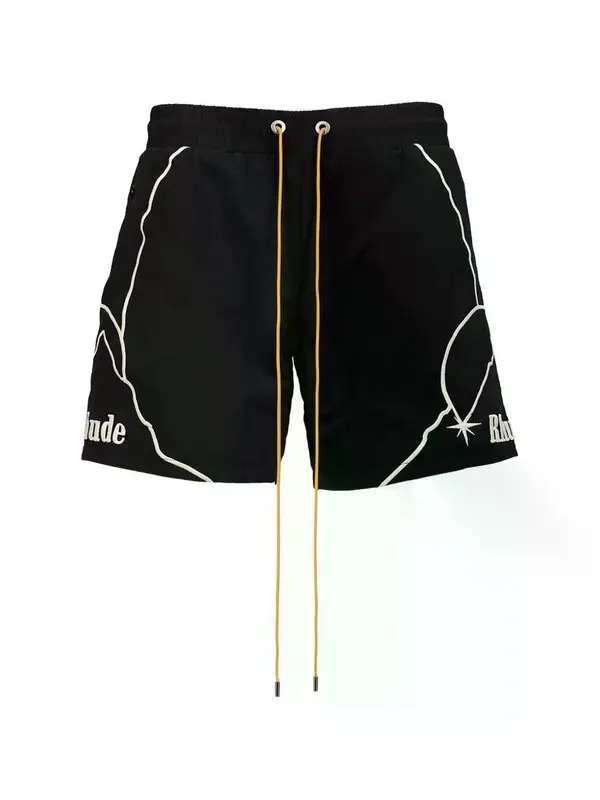 Rhude Moonlight Pista Embroidered Shorts - Black