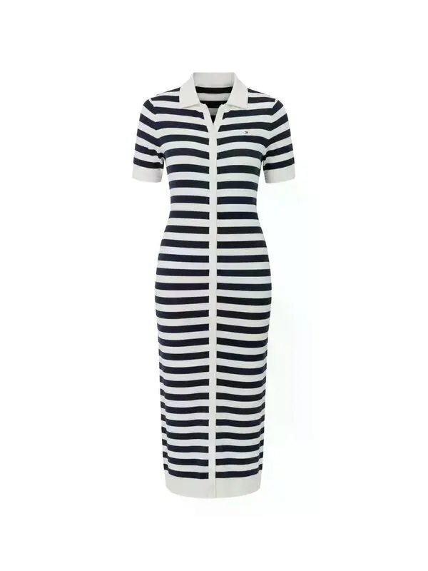 Tommy Hilfiger Striped Polo Collar Midi Dress