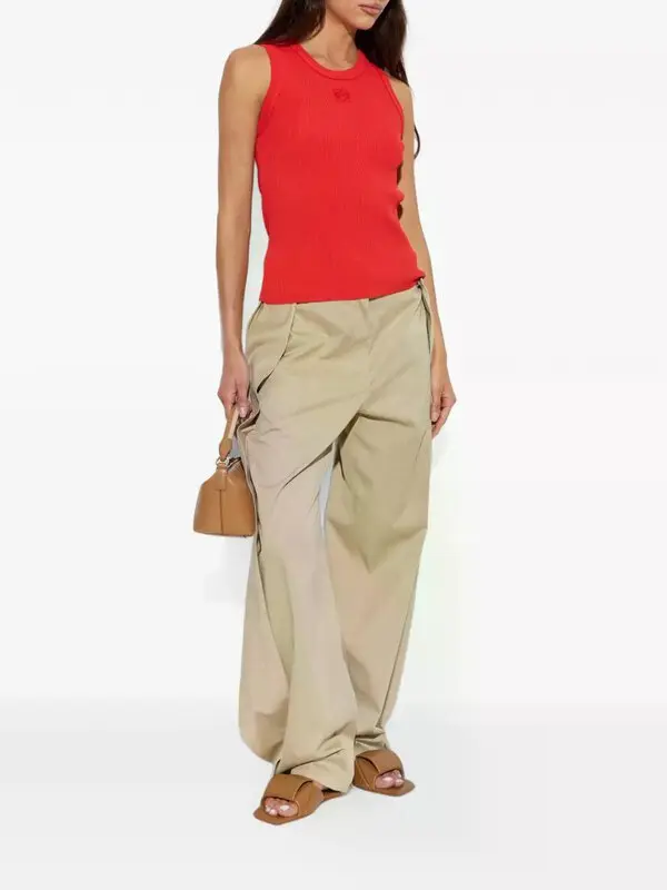 Loewe Logo-embroidered Ribbed-knit Top - Red
