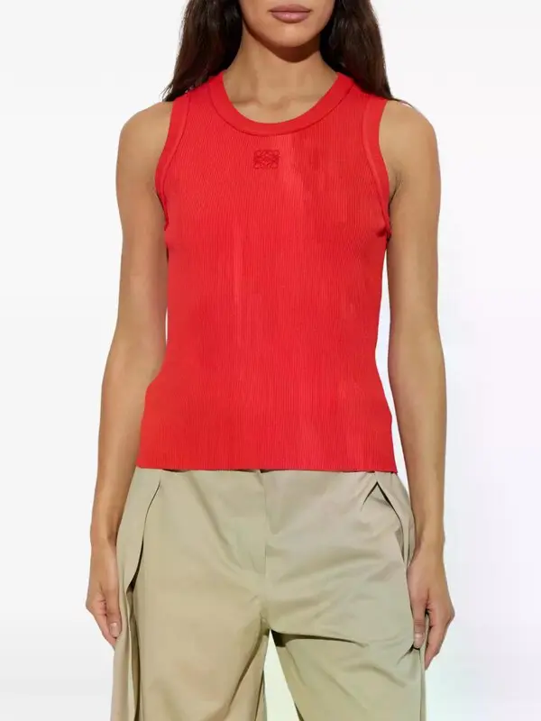 Loewe Logo-embroidered Ribbed-knit Top