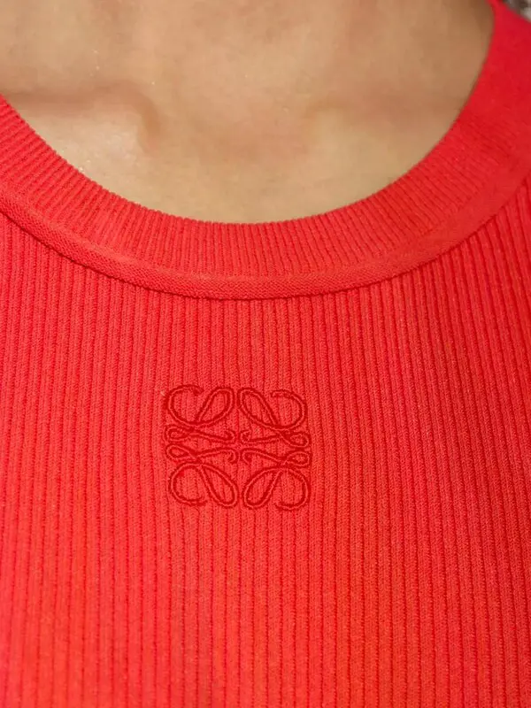 Loewe Logo-embroidered Ribbed-knit Top