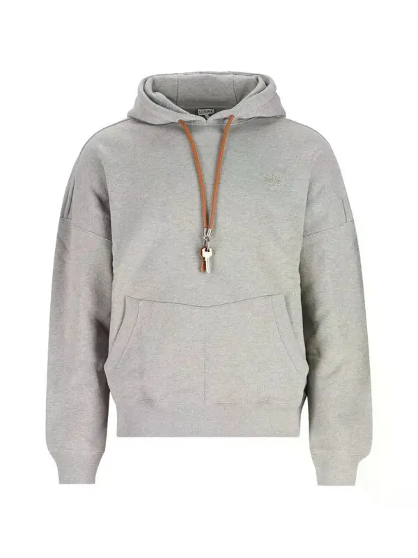 Loewe Anagram-embroidered Cotton Hoodie - Grey