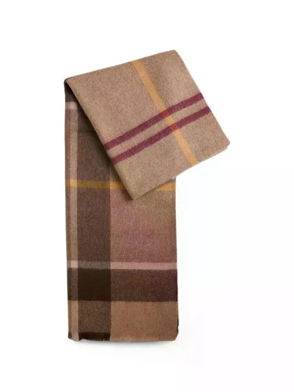 Barbour Rosefield Tartan-check Wool Scarf - Neutrals