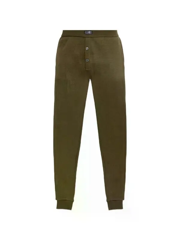 MAISON MARGIELA Waffle-knit Logo-patch Trousers - Green