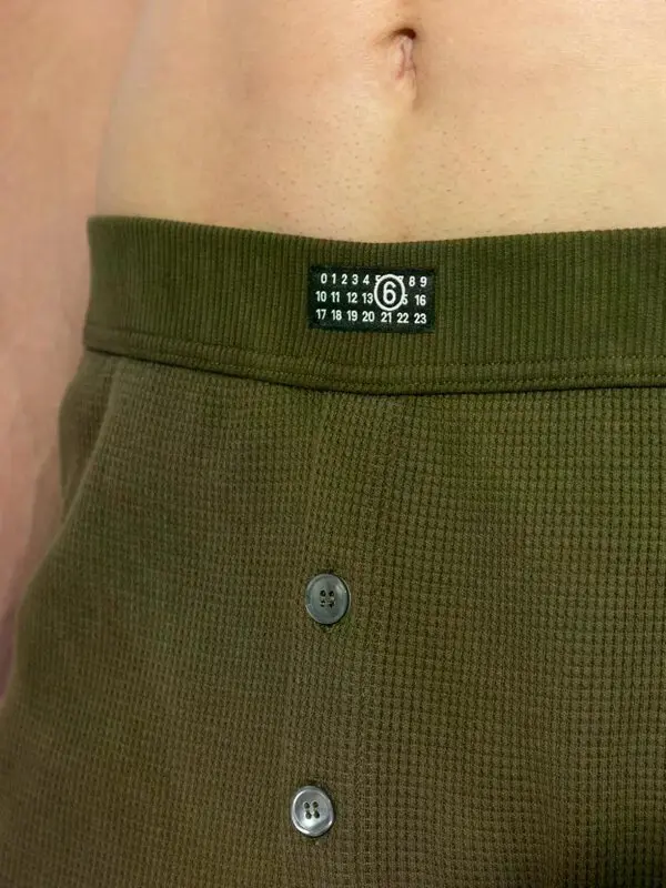 MAISON MARGIELA Waffle-knit Logo-patch Trousers
