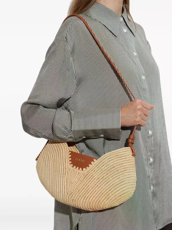 Loewe Medium Swing Bag In Raffia And Calfskin
